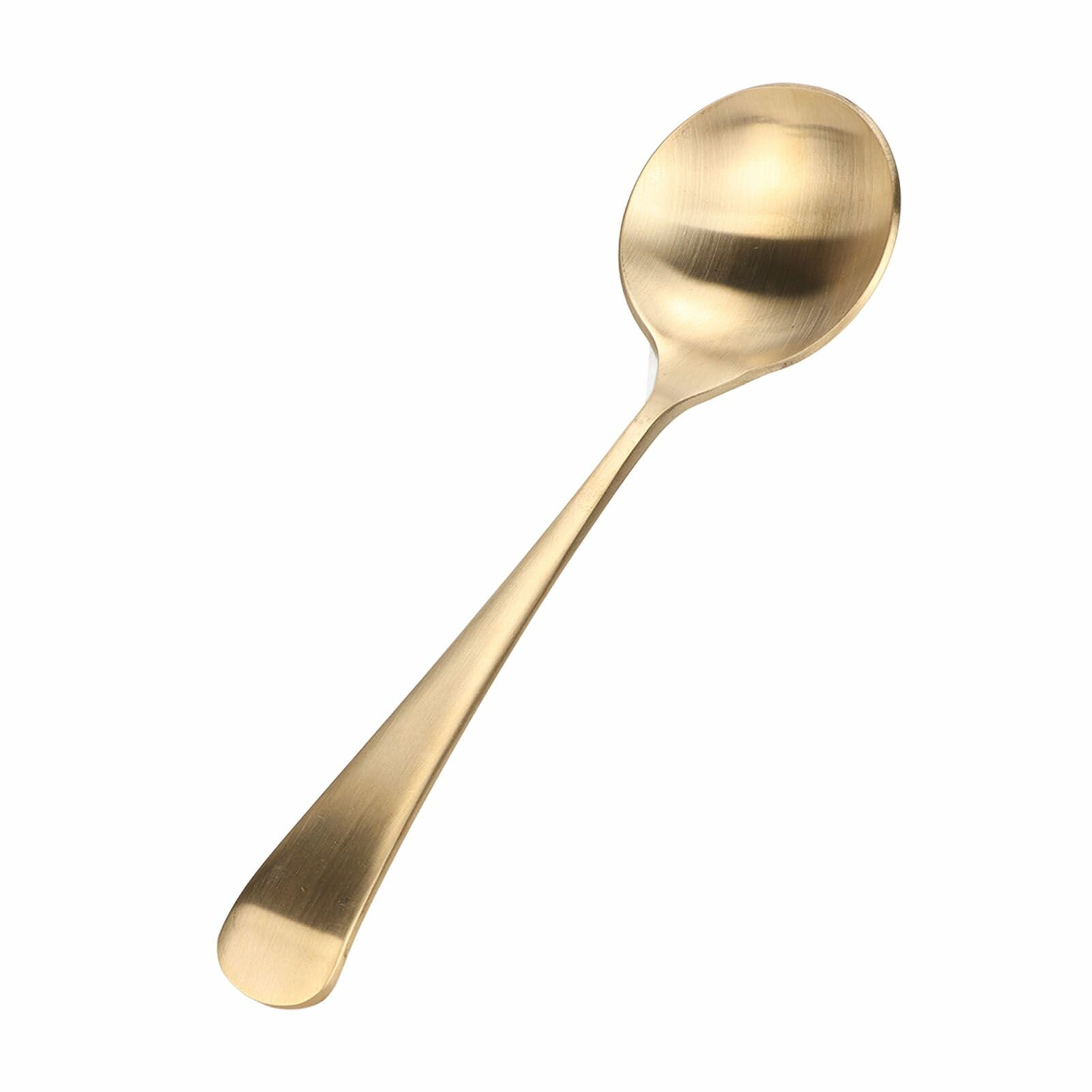 Утолщенная золотая ложка, устойчивая к коррозии, термостойкая, элегантная, простая круглая ложка для домашнего офиса, путешествий