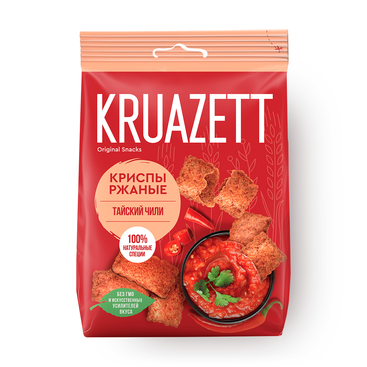 Сухарики Kruazett "Тайский чили", ржаные, острые, 11,6 г белка, 417 ккал