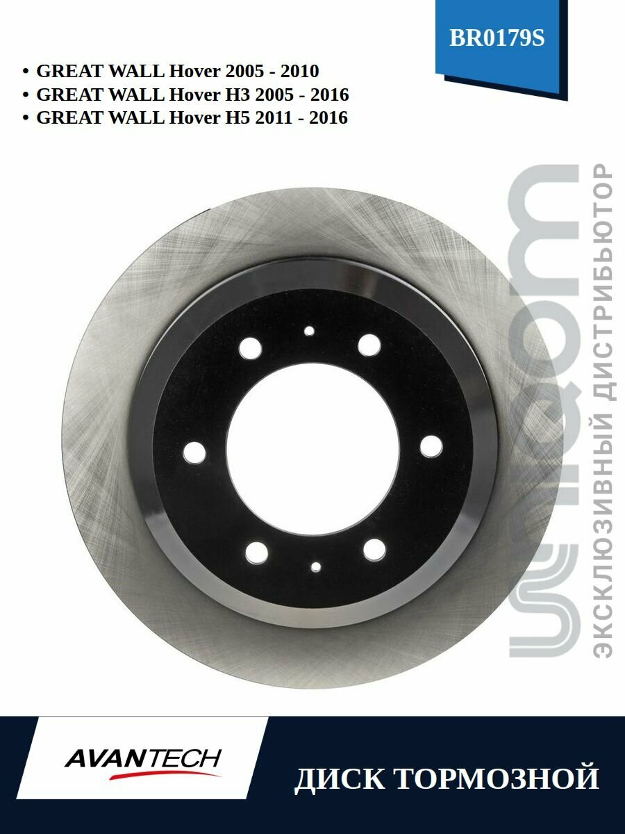 Диск тормозной задний GREAT WALL HOVER H3 HOVER H5 SUV G5 SAFE HOVER HAVAL H5 AVANTECH BR0179S