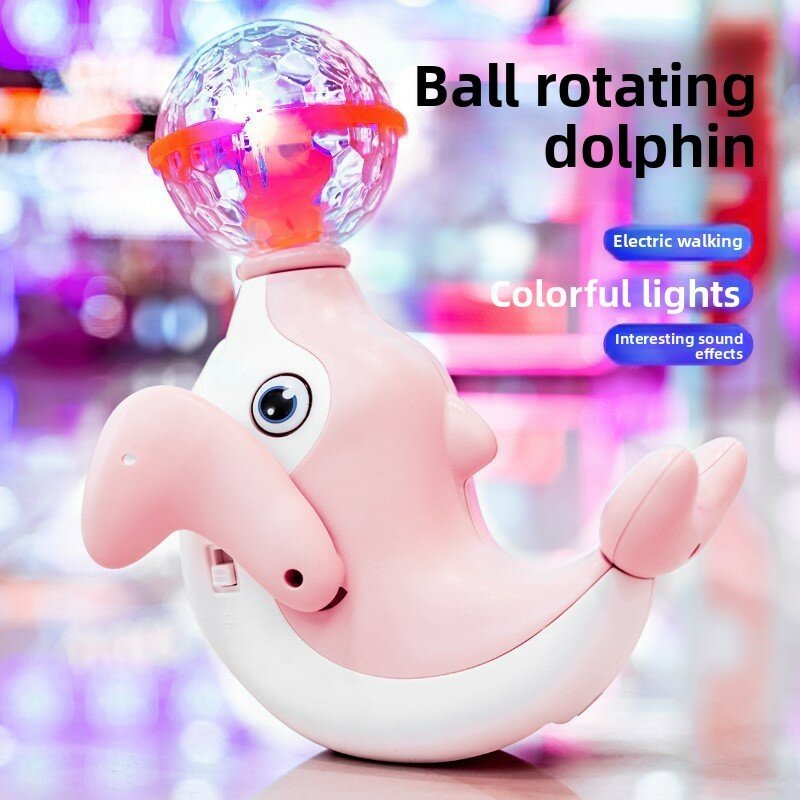 Kids plastic sea lion splashing top ball with light effects for toddler entertainment and parent interaction pink dolphin