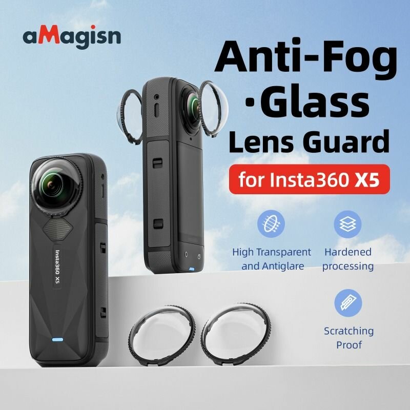 AMagisn Стандартный защитный фильтр из стекла с высокой пропускаемостью для Insta360 X5. Устойчив к царапинам и износу. Аксессуар.