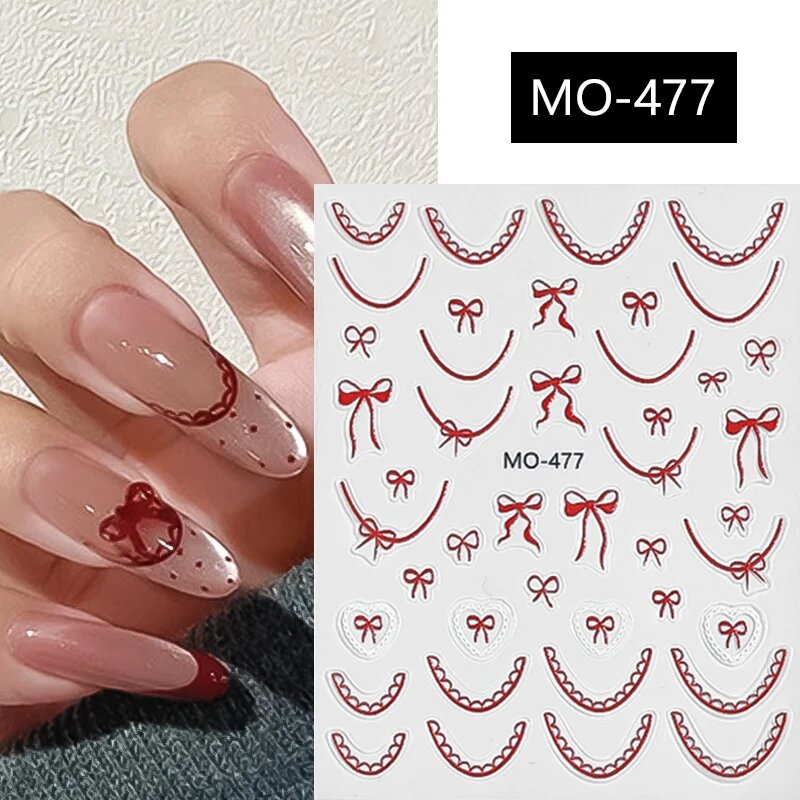 Наклейки на ногти MO-477, ретро бантики и цепи