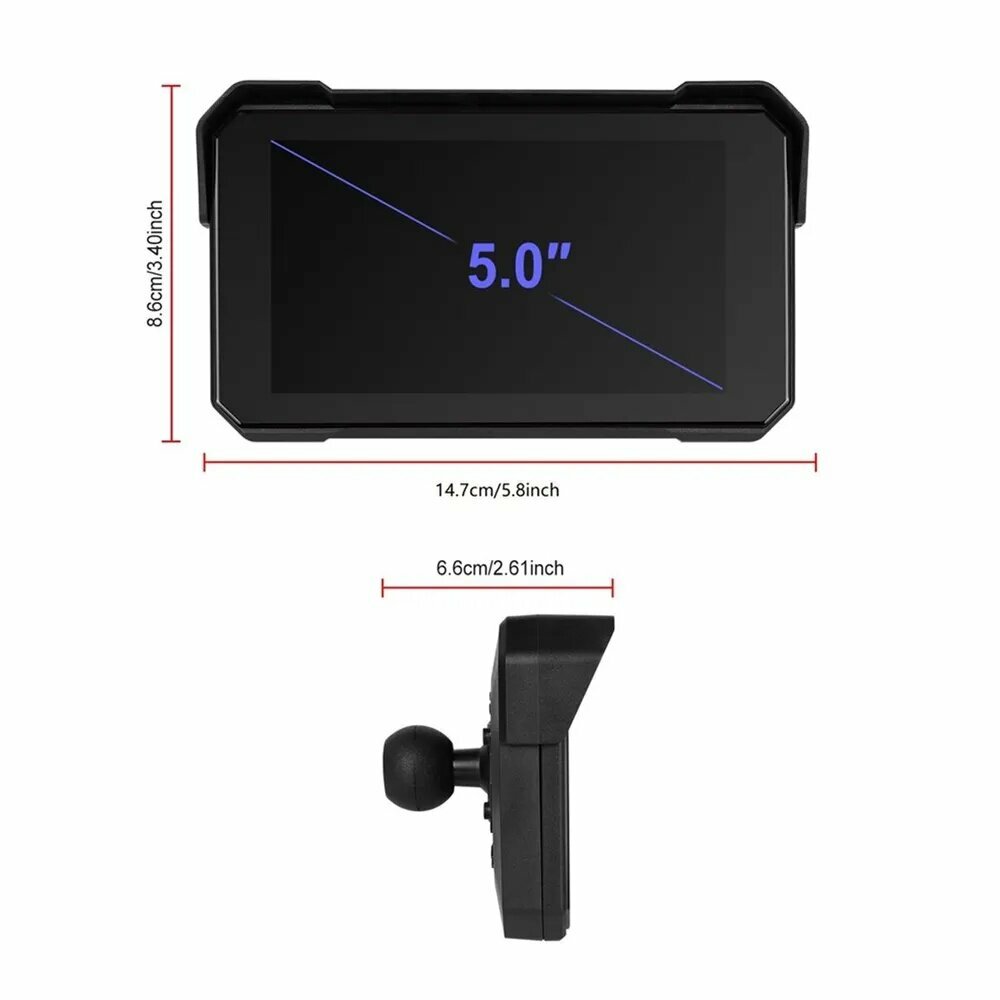 5-дюймовый портативный экран GPS-навигации для мотоцикла, беспроводной Carplay