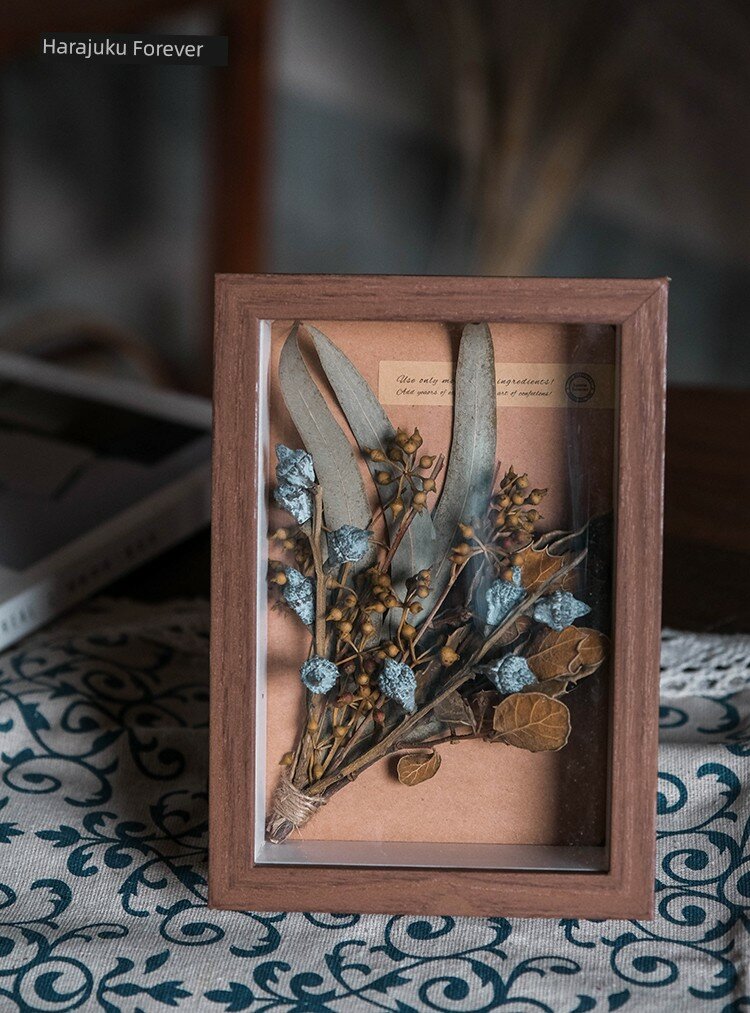 Готовая рамка с сухоцветами роза, готова к использованию для интерьера, стиль 6