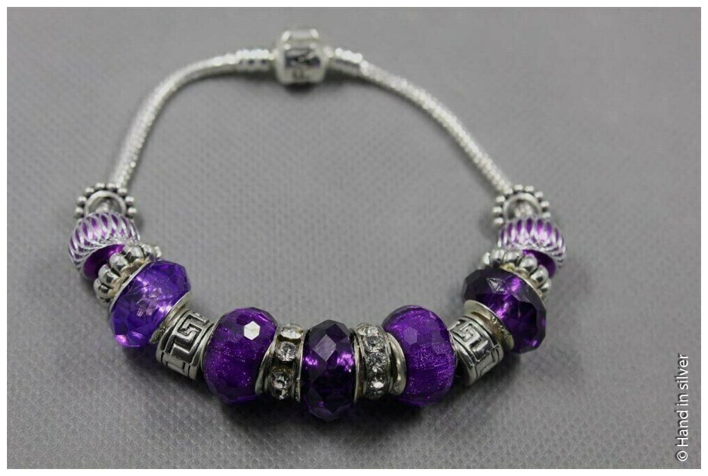 Браслет-цепочка, стразы, муранское стекло, стекло