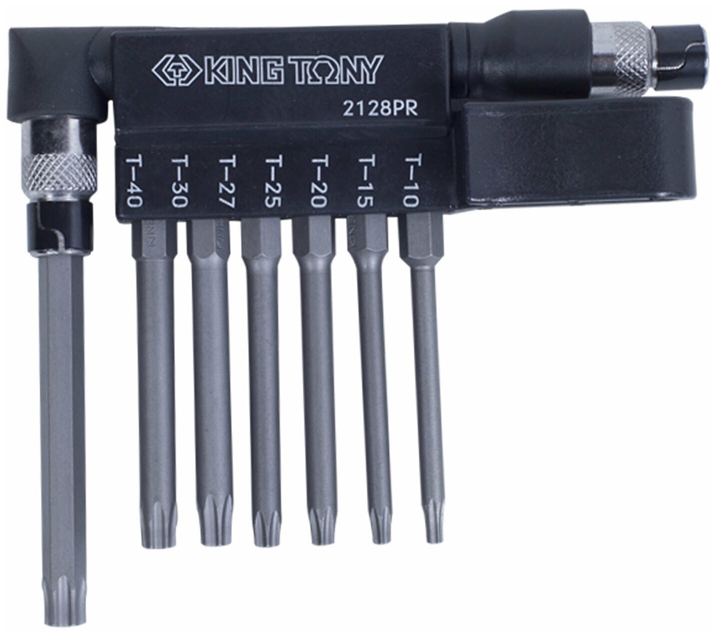 KING TONY Набор вставок (бит) с воротком-битодержателем 1/4", Torx, T10-T40, L 60 мм, 8 предметов 2128PR