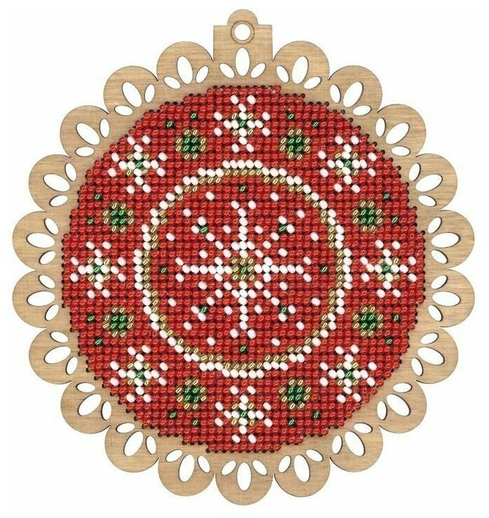 Набор для вышивания бисером Щепка "Новогодний красный шар", 11x12 см, Новый год Узоры