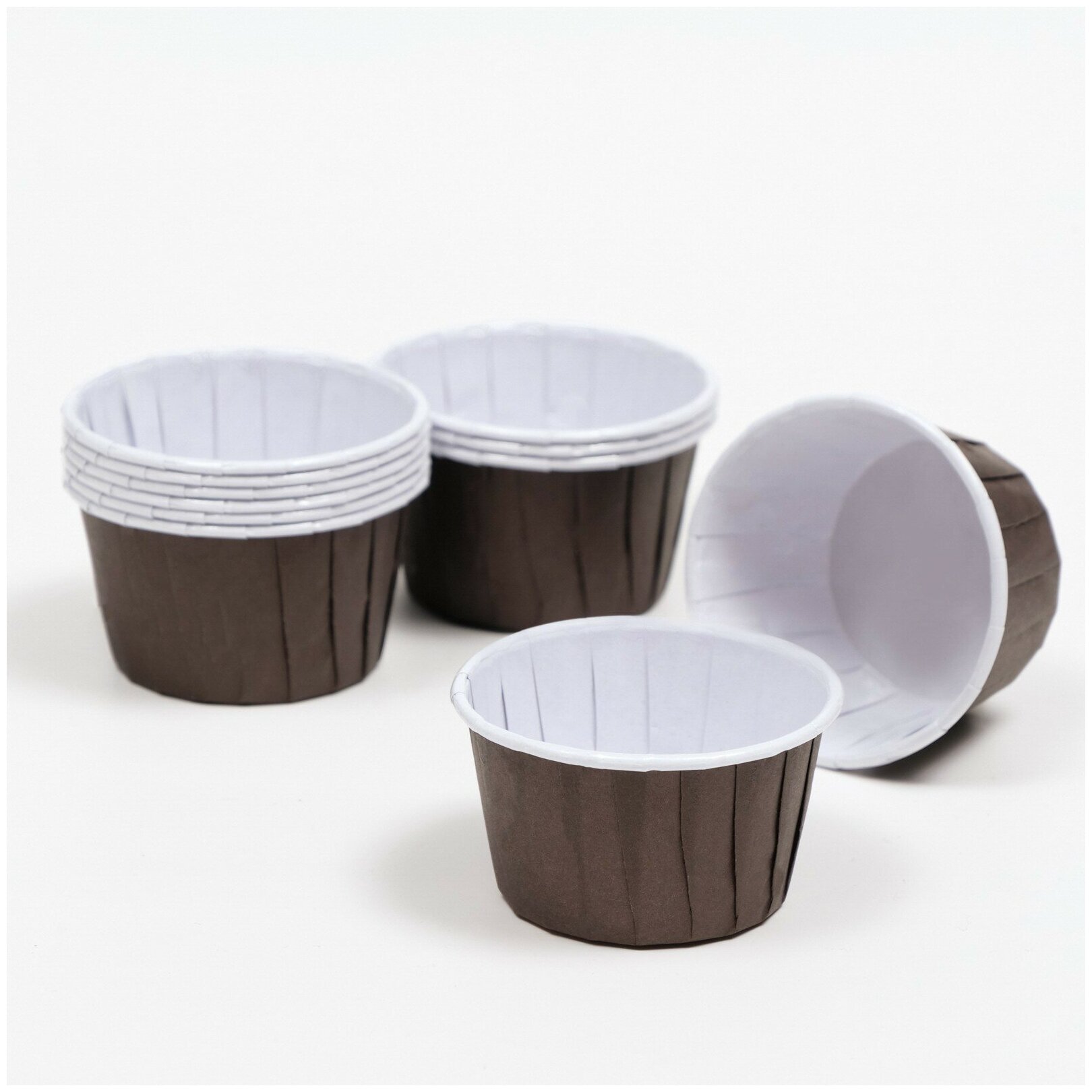 Капсулы для маффинов с бортиком Polca Dot Коричневые 50*40 мм, 100 шт