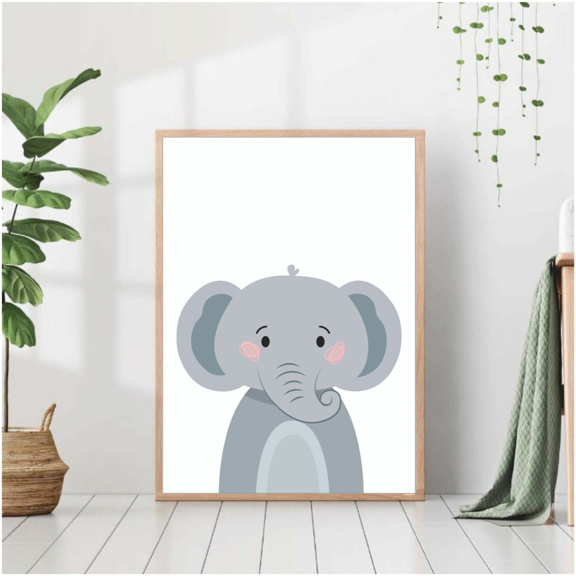 Постер "Слоник для детской комнаты" 40x50 без рамки на стену для интерьера