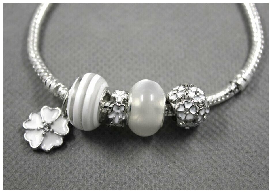 Браслет-цепочка, стекло, муранское стекло, стразы