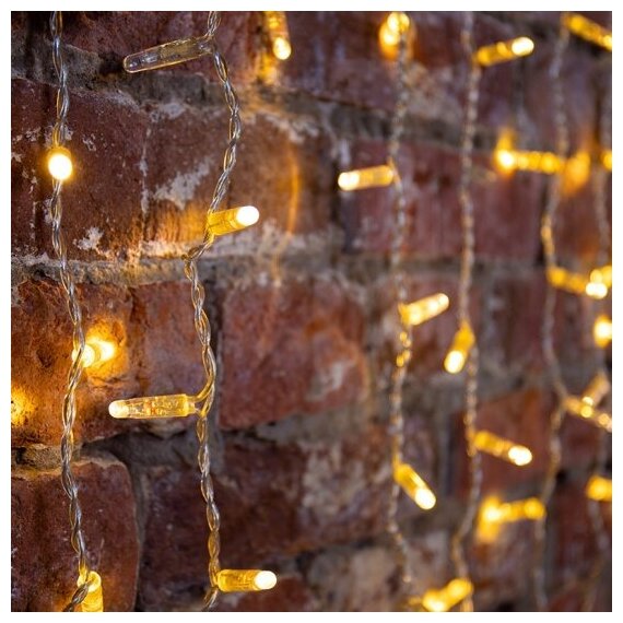 Светодиодная гирлянда Neon-night "Дождь" 2х1.5 м, 360 тепло-белых светодиодов, постоянное свечение, прозрачный провод