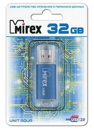 Flash Drive USB 32 Гб Mirex Unit aqua - синий