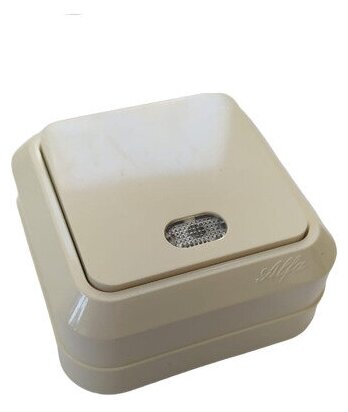 Выключатель ALFA Kamelyа одноклавишный открытая проводка, с индикатором (кремовый)(3 шт)