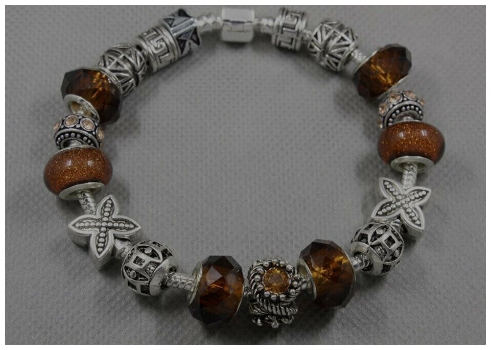 Браслет-цепочка, стразы, муранское стекло, стекло