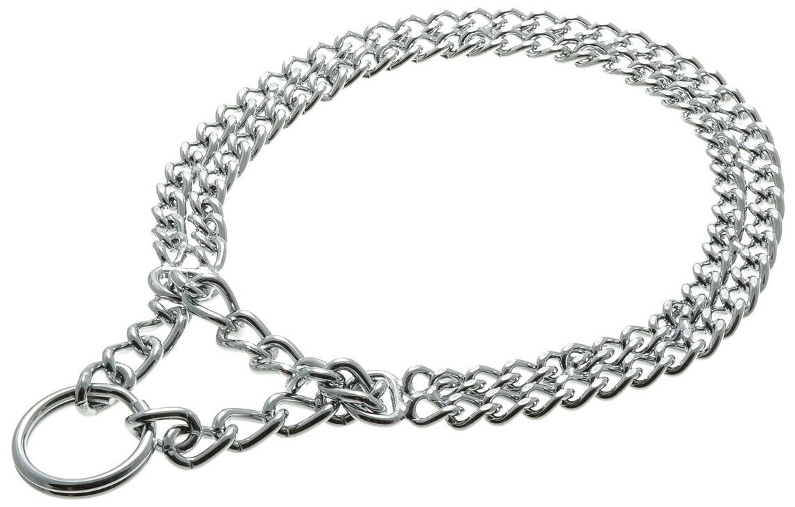 Ошейник полуудавка цепочка двойная для собак крупных и средних пород Zoo One, 2,5мм (50см)