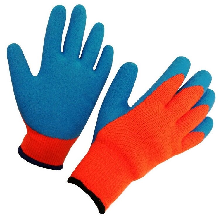Перчатки защитные зимние акриловые с латексн. текстурирован. покрытие, 1 шт