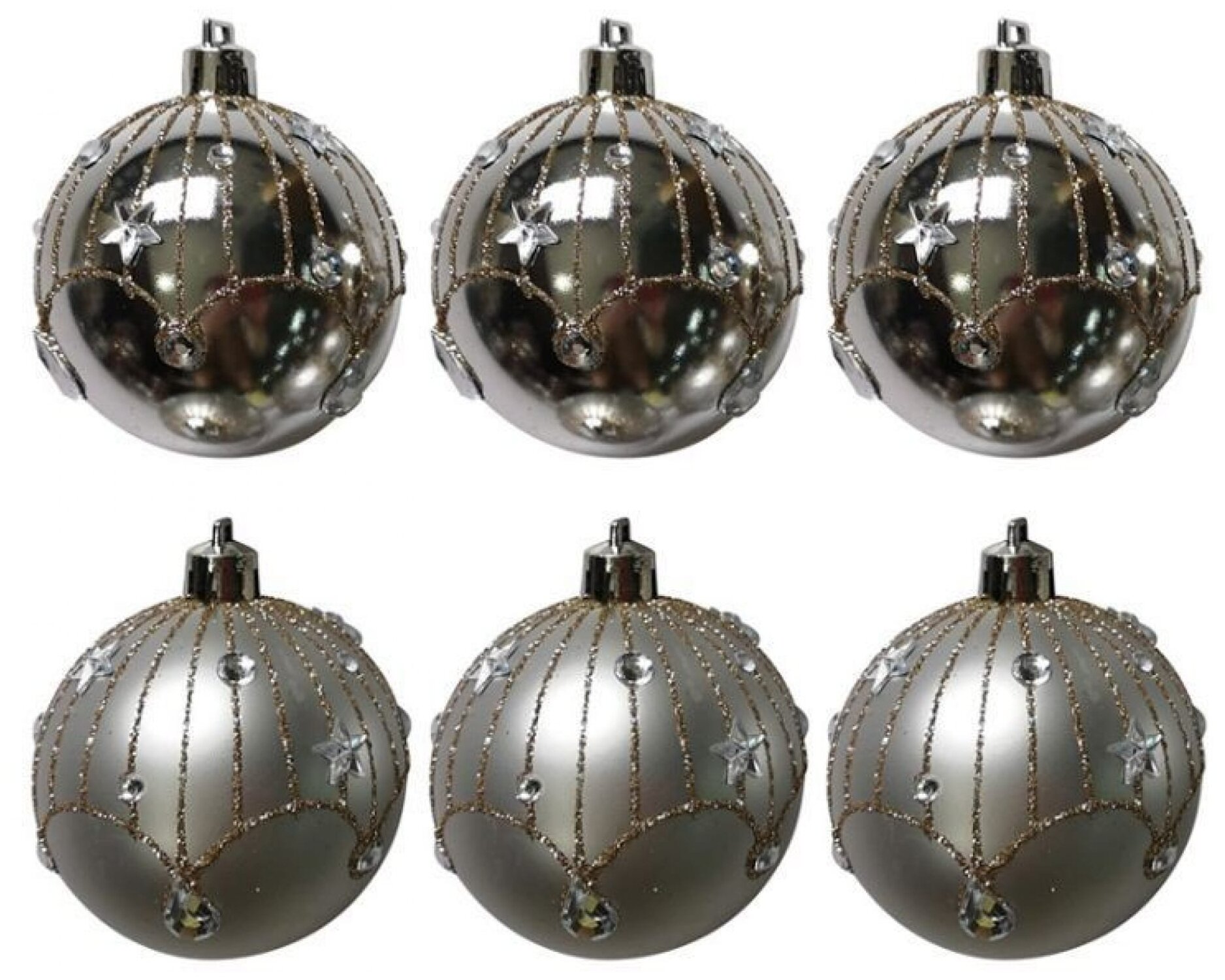 Набор елочных шаров Волшебная страна Блеск 007482, серебристый, 6 см