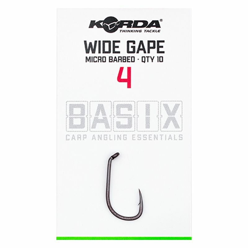 KORDA Крючок Basix Wide Gape 4 с микробородкой 10шт.