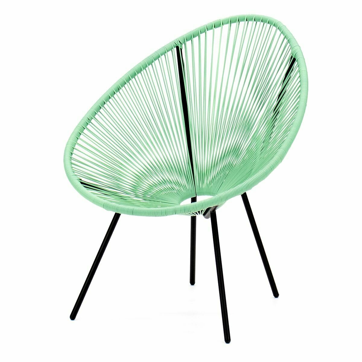 Кресло KORNERA "Акапулько", каркас черный, искусственный ротанг мятный