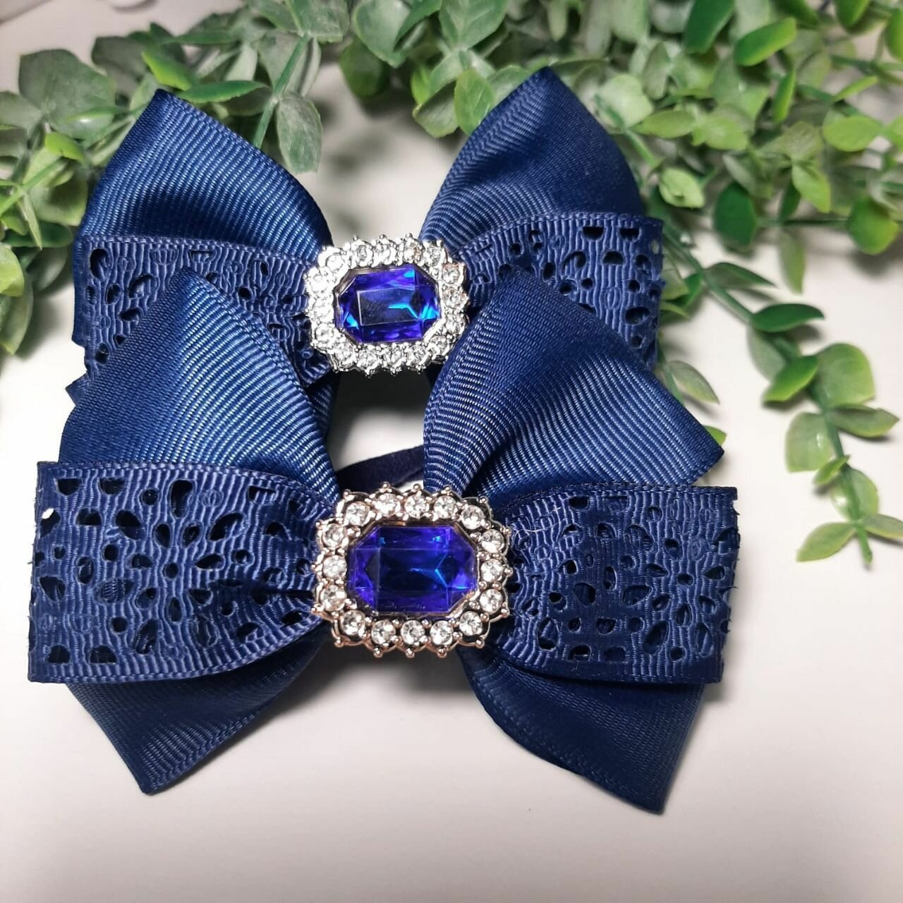 Бант для волос "Элла", на резинке, синий, женский, текстиль, 2 шт