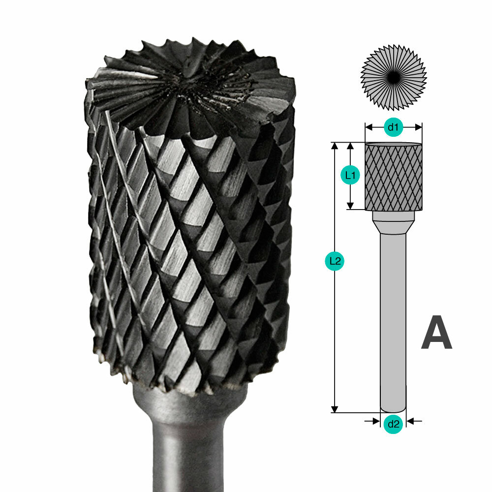 Бор-фреза твердосплавная по металлу, цилиндрическая с зубчатым торцом В1625M06 TORGWIN T263523