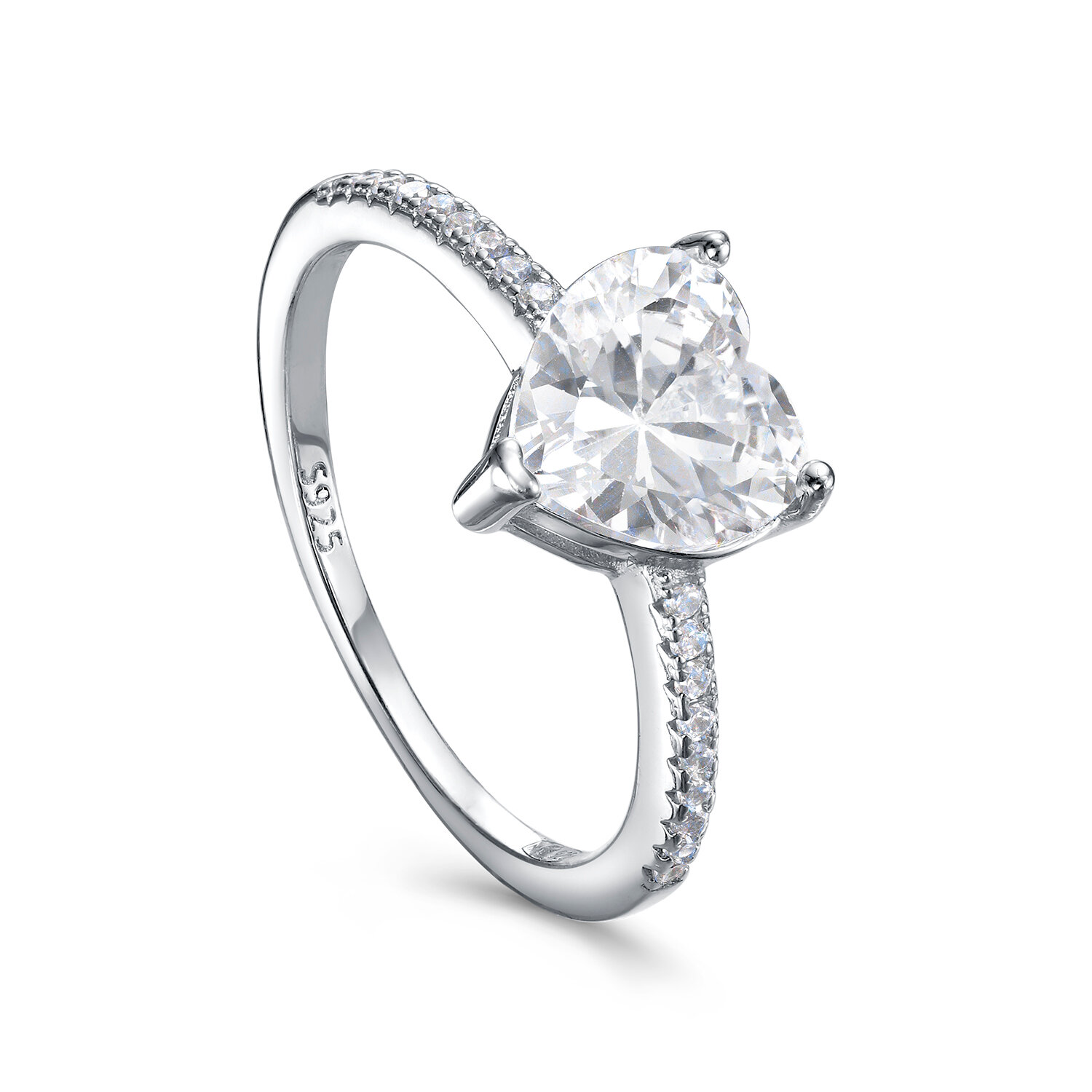 Кольцо тонкое, серебро, 925 проба, фианит