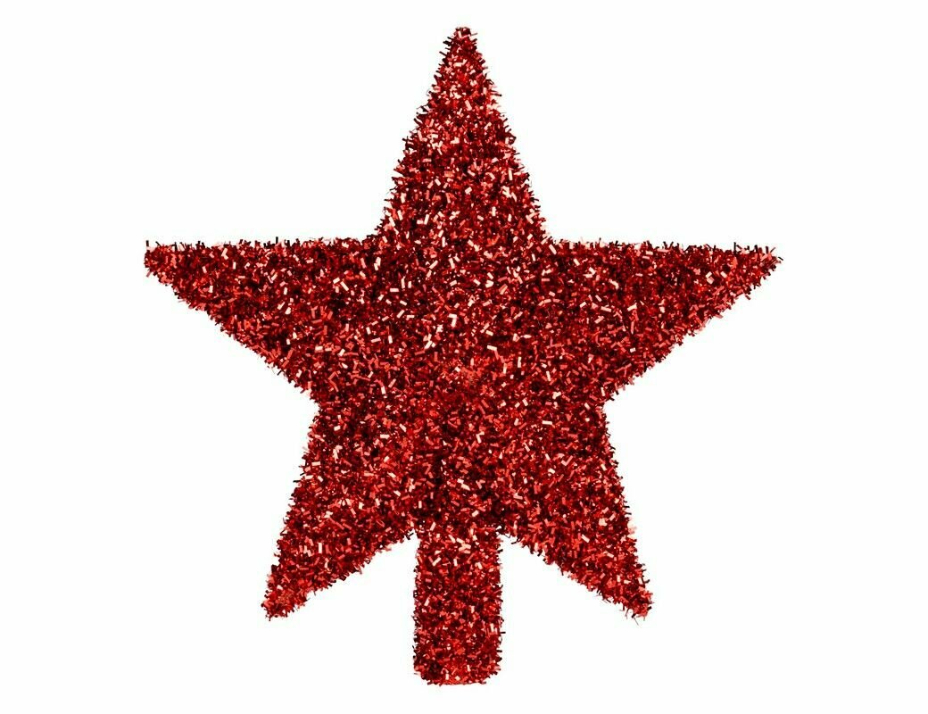 Верхушка на елку пластик, мишура, красный, 20 см, Koopman International