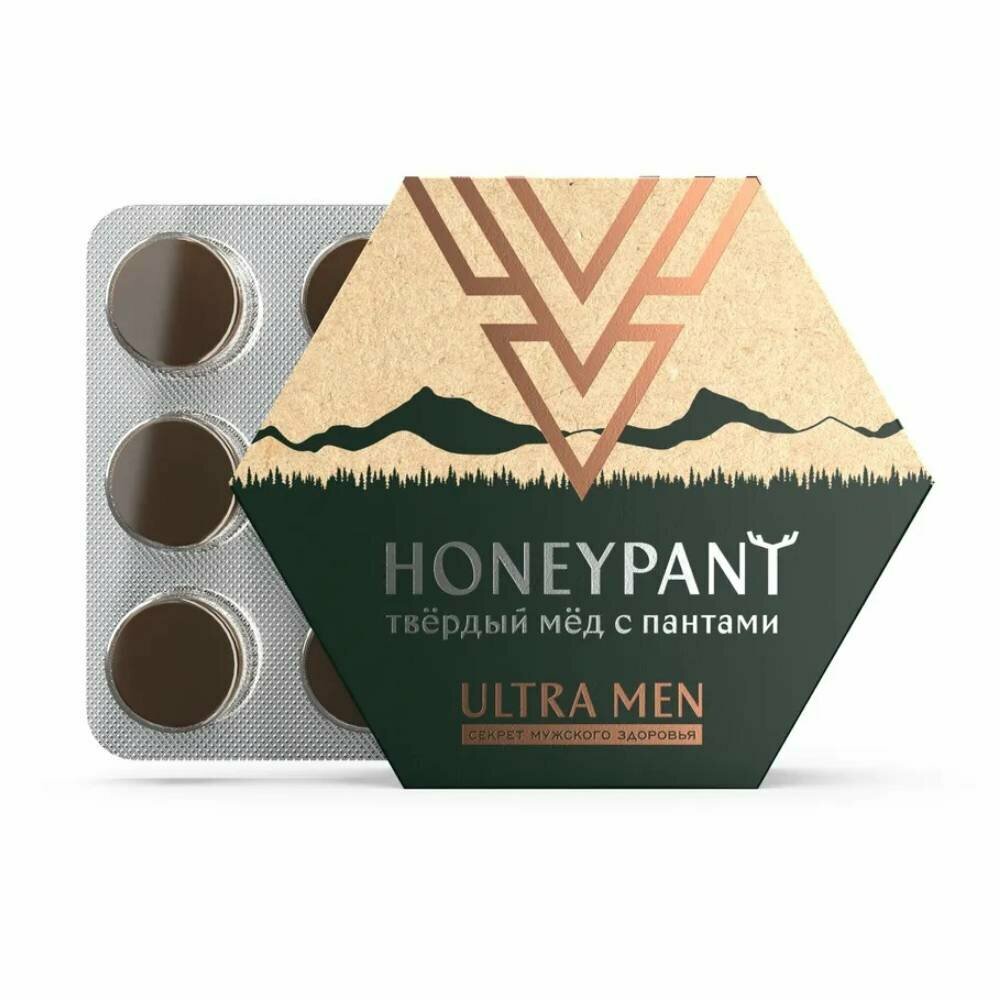 Карамель медовая твердый мед, с пантогематогеном, HoneyPant Ultra Men, 36 г
