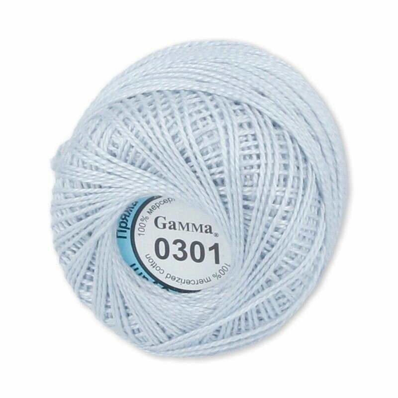 Пряжа нитки Ирис "Gamma" набор 10 мотков, хлопок, 82м, для вязания №0301 светло-голубой