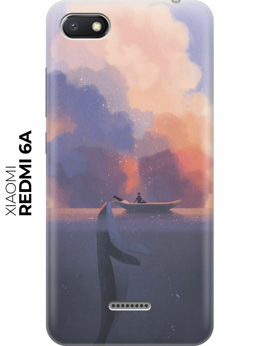 Силиконовый чехол Кит и облака на Xiaomi Redmi 6A / Сяоми Редми 6А