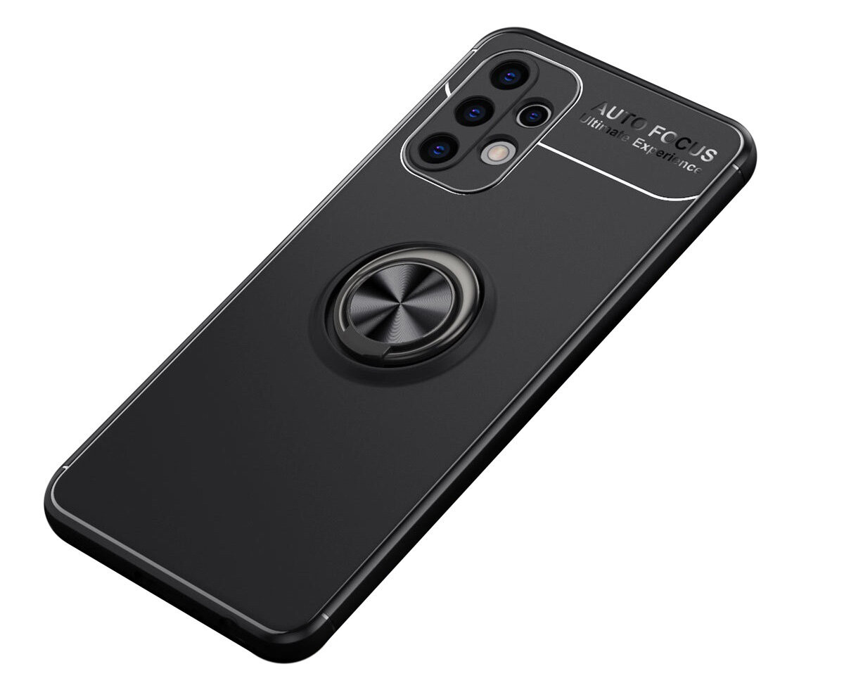 Задняя панель-крышка Чехол. ру для Samsung Galaxy A32 SM-A325F (2021) из прочного силикона с матовым противоскользящим покрытием с подставкой в черный