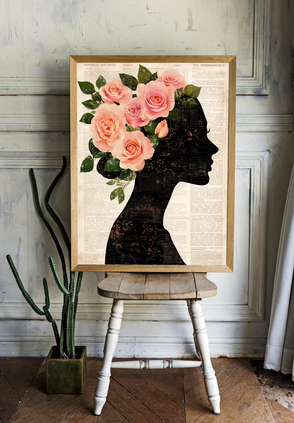 Постер "Силуэт с розами" 60x90 см в подарочном тубусе