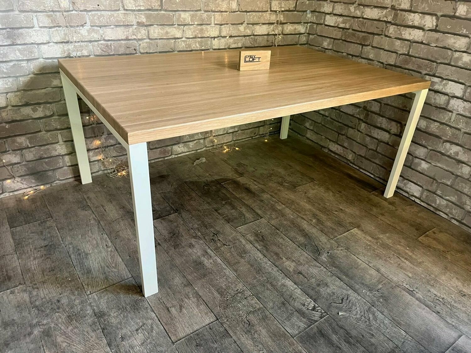 Стол "EasyLOFT" в стиле лофт из массива дуба, обеденный, бессучковый массив, 180х110х75 см.