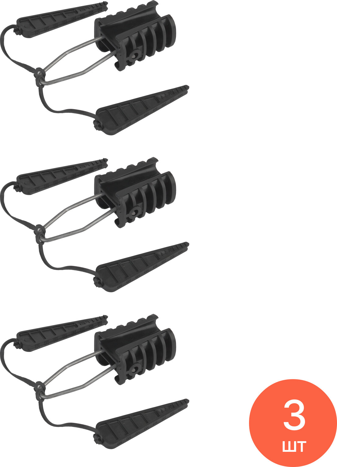 Зажим анкерный ЭРА PA 25x100 (2х16/4х25), 16-25мм², 208х62мм, Б0029956 / крепеж для проводов и кабелей (комплект из 3 шт)