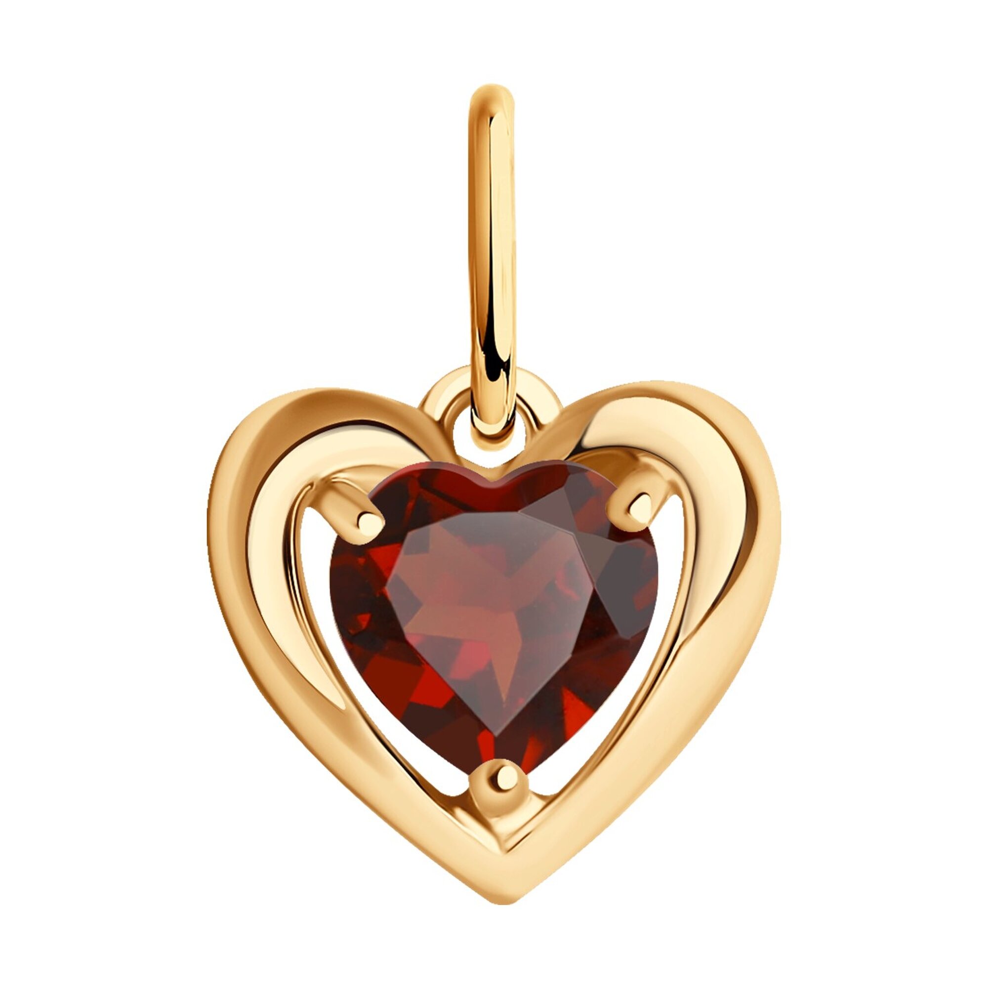 Подвеска, красное золото, 585 проба, гранат
