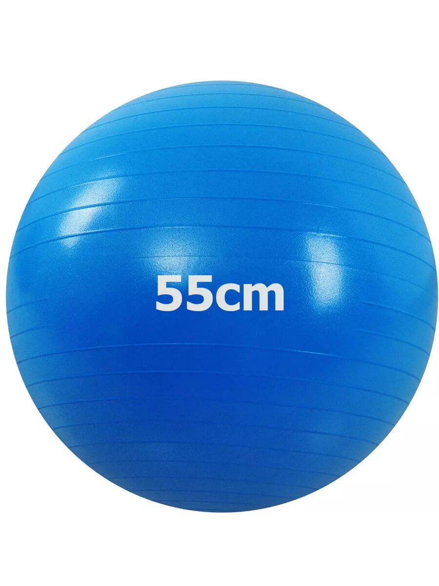 Мяч для фитнеса GMA-55-B, диаметр 55 см, фитбол, синий, антивзрыв, (насос в комплект не входит)