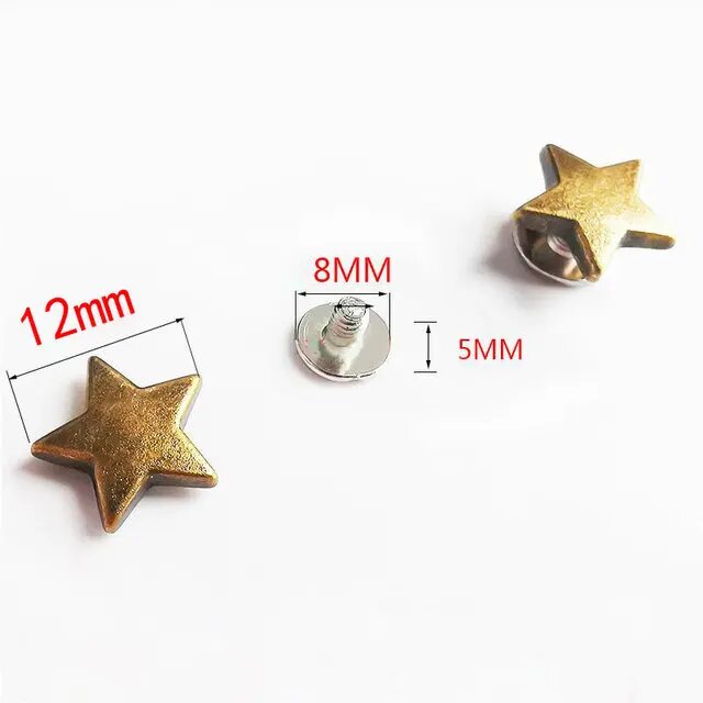 Металлические звезды для декора 10 штук Коричневый, 12mm 10sets, 08