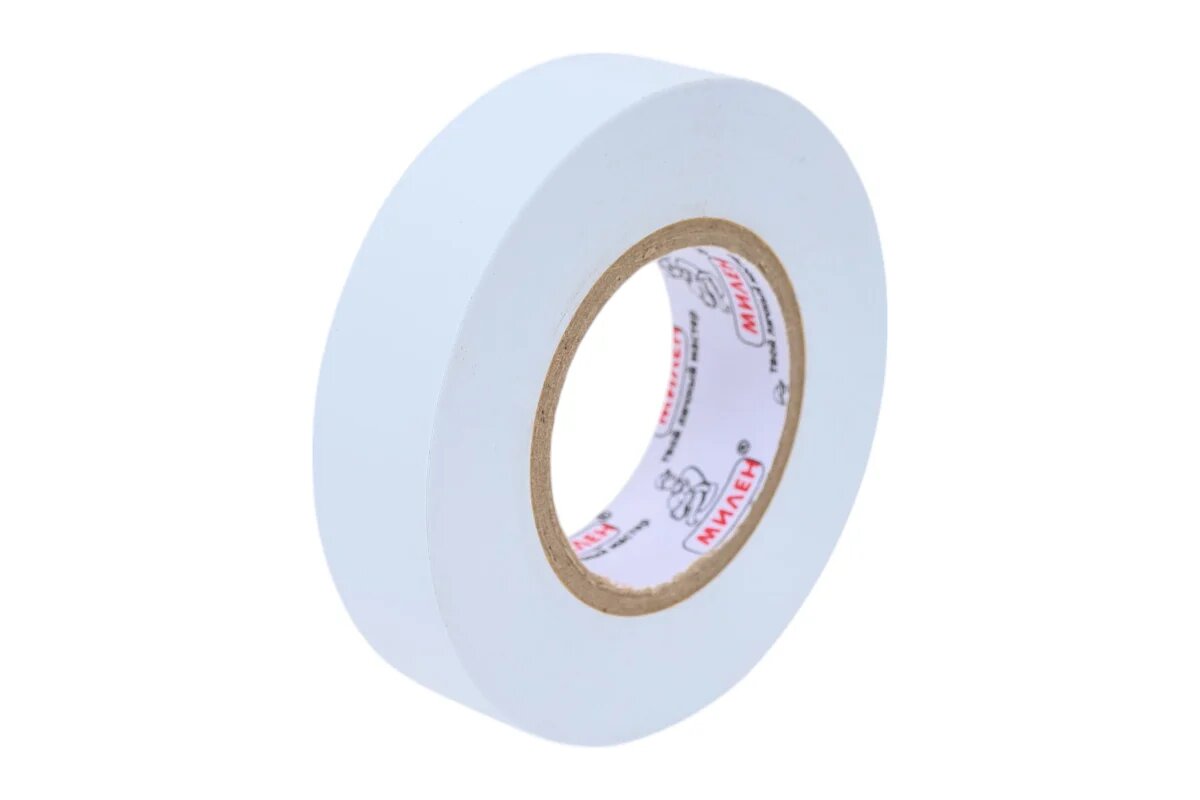 Милен ПВХ изолента 19 мм х 20 м, 150 мкм, диэлектрическая 5 кВ, белая 117745