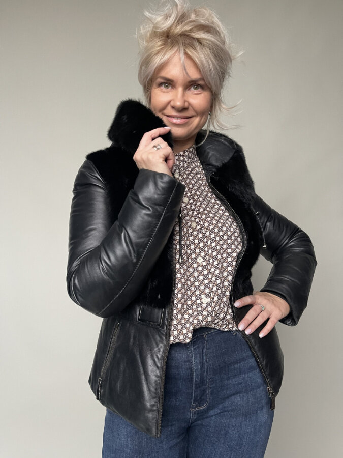 Куртка женская утепленная тм ROKSAN капюшон отд.норка дл.55 см р.38-40 /12257/