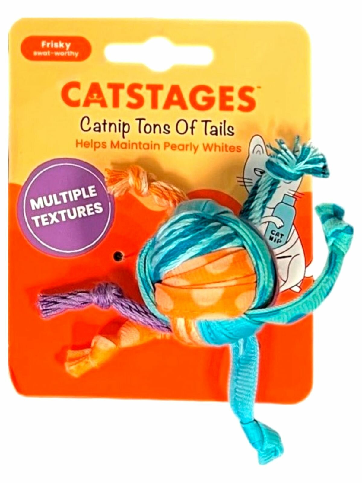 Игрушка Catstages Dental для кошек "Мяч с хвостиками" c кошачьей мятой 3,5 см