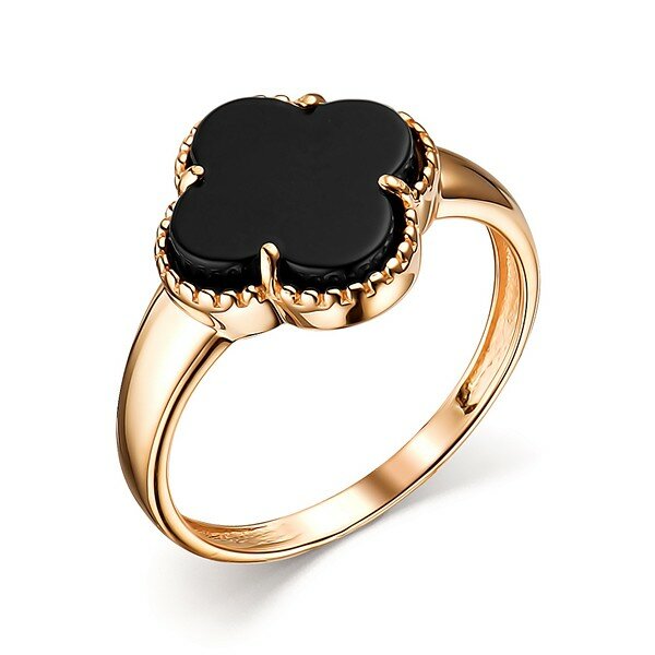 Кольцо, красное золото, 585 проба, оникс