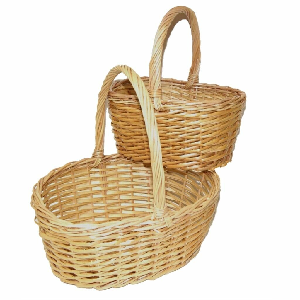 Корзина Вятская корзина плетеная 5 л, 30х24 см, высота борта 14 см высота с ручкой 34 см, овальная, ручное плетение (ИНП14/2)