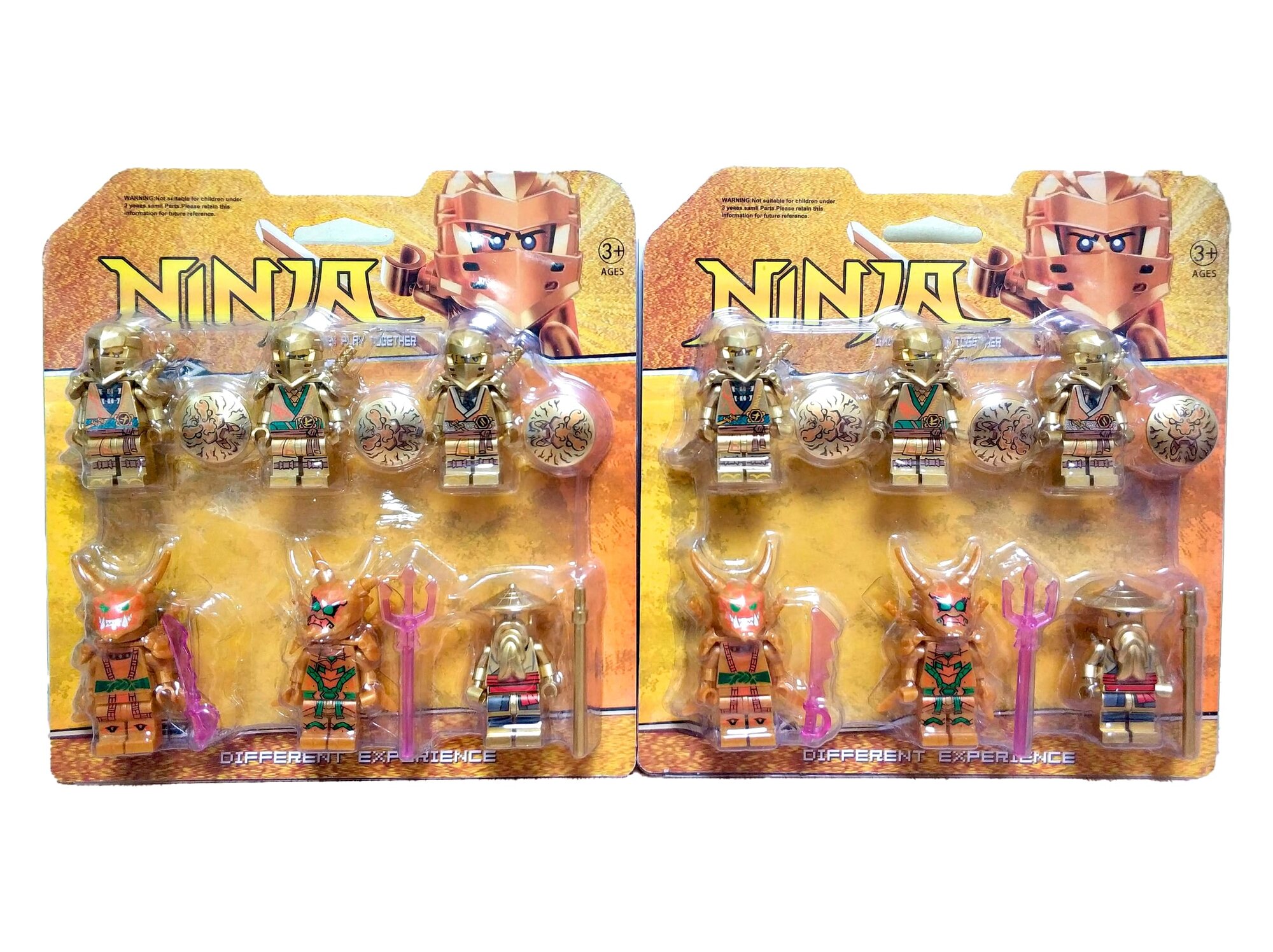 Набор NINJA Фигурки для конструктора Ниндзя золотые, 6 шт на блистере