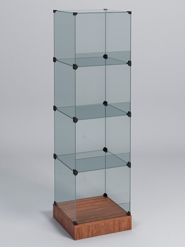 Витрина "КУБ" №2-КО стаканчик (без дверок, передняя стенка - стекло), Орех