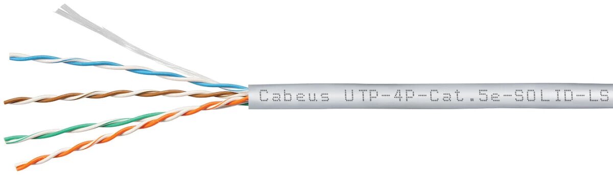 Бухта Cabeus 100м (UTP-4P-Cat.5e-SOLID-LSZH-GY-100)