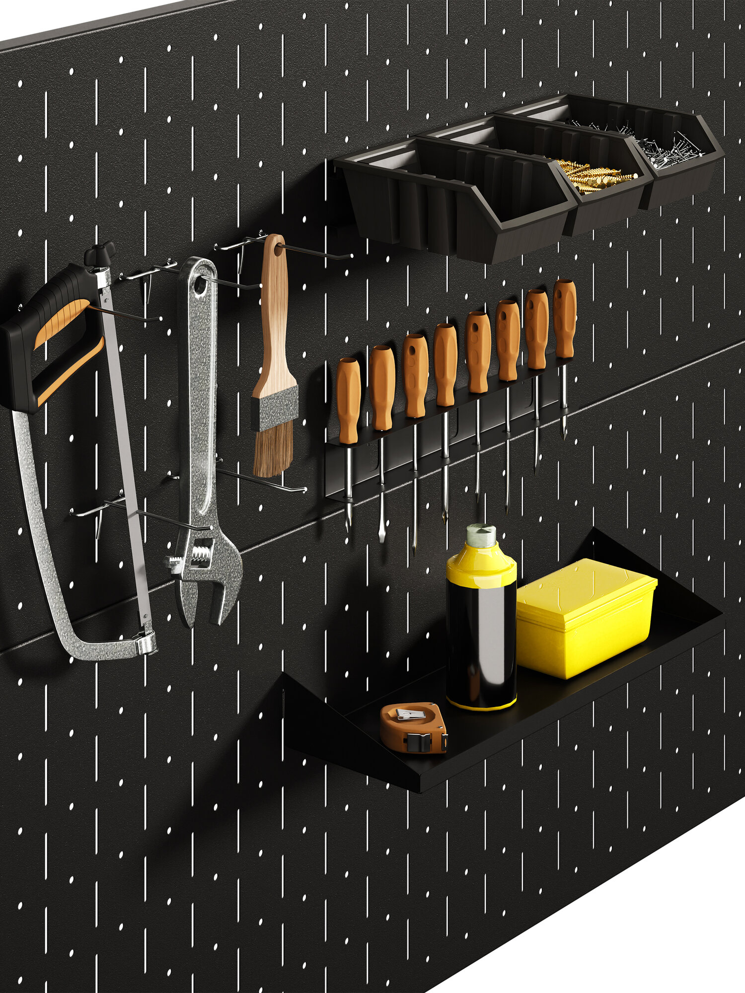 BOREX Набор аксессуаров органайзер для экрана ( перфопанель) Чёрный металл