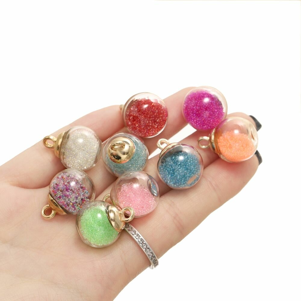 Хрустальные бусины/шармы с блестками внутри для рукоделия, творчества, украшений, сумок, 10 шт.=v=