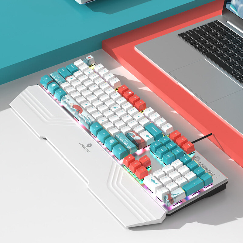 Клавиатура Langtu G700, механическая, 104 клавиши, зеленая, с подставкой для рук