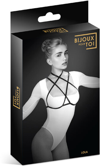 Bijoux Pour Toi Lola, черная Упряжь на грудь из эластичных ремешков
