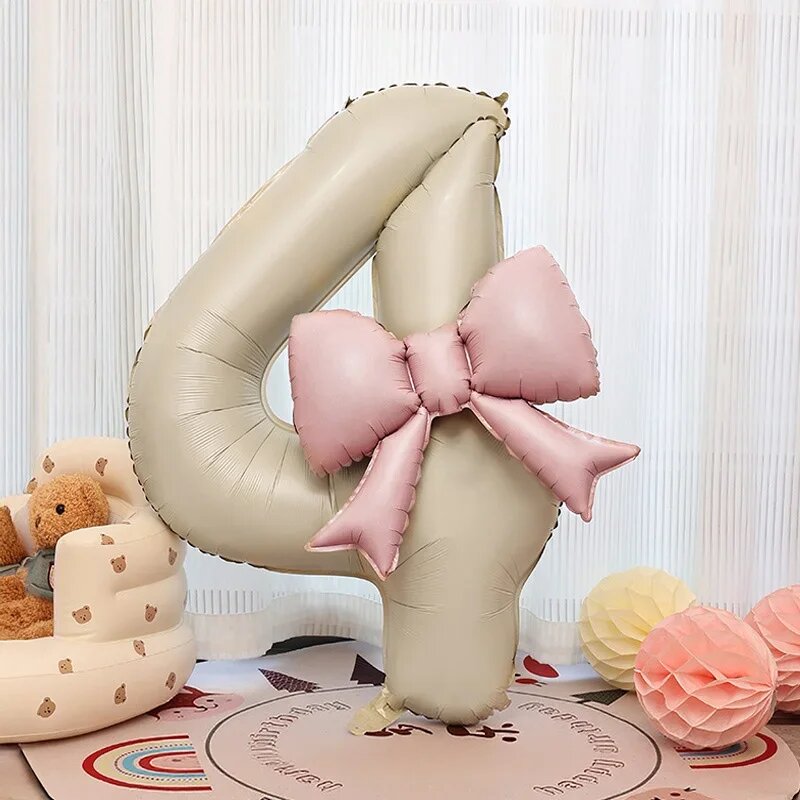 1 шт, воздушный шар из алюминиевой фольги с большим номером и цифровым бантом, декор для свадьбы, дня рождения, номера 0-9, товары для вечеринок «сделай сам»